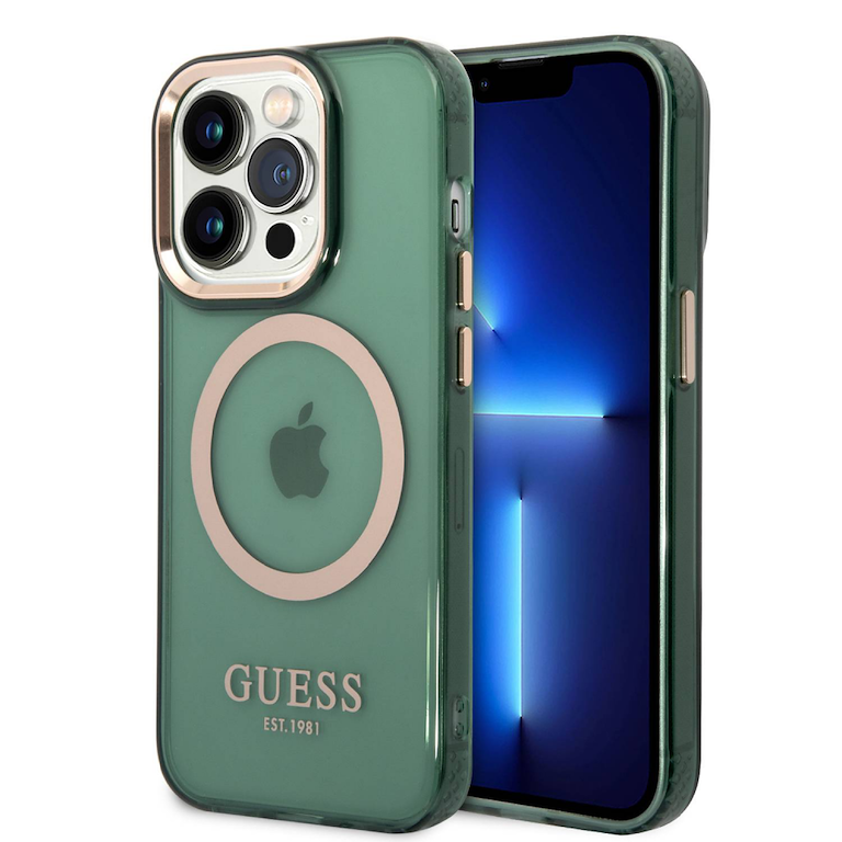 Zastitna maska (futrola) Guess Hc Magsafe Outline Translucent - iPhone 14 Pro zlatna (GUHMP14LHTCMA)