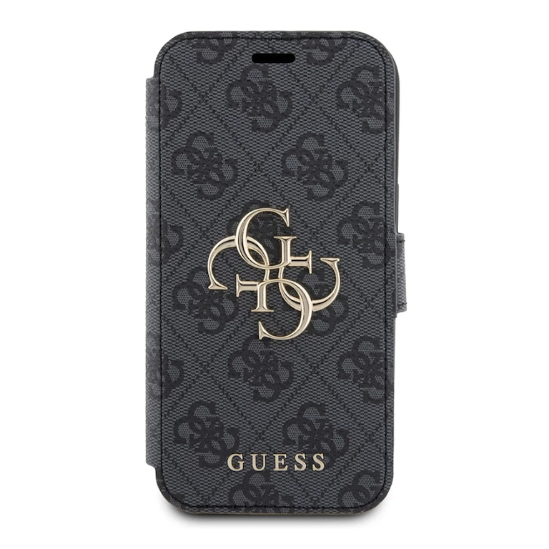 Zastitna maska (futrola) Guess Bk Pu leather 4G Metal Logo - iPhone 15 siva (GUBKP15S4GMGGR)