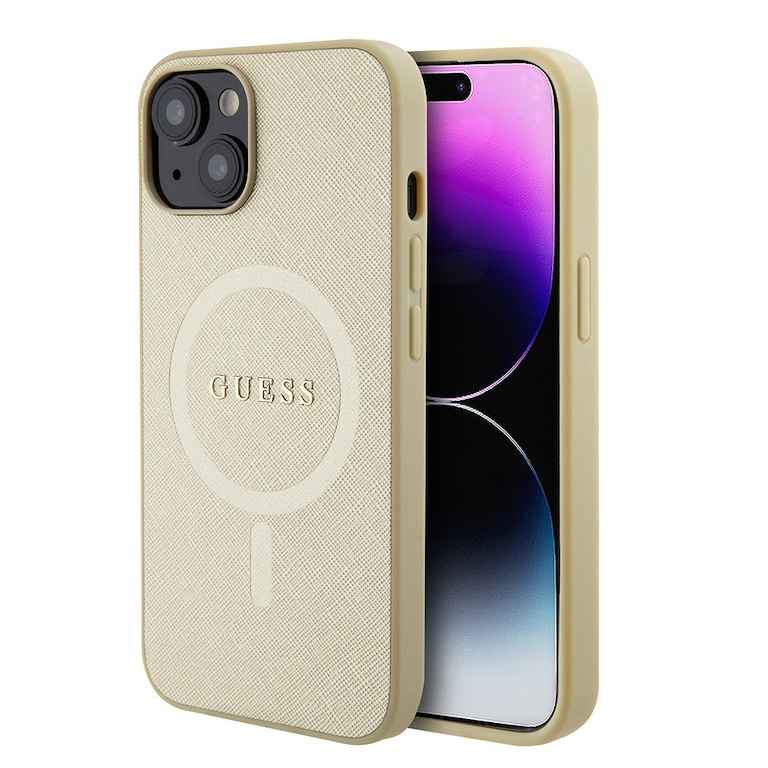 Zastitna maska (futrola) Guess Hc PU Saffiano Magsafe - iPhone 15 bez (GUHMP15SPSAHMCB)