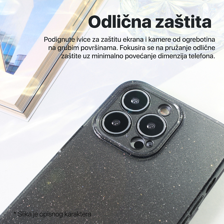 Zastitna maska (futrola) Sparkle Dust - iPhone 15 Pro 6.1 crna
