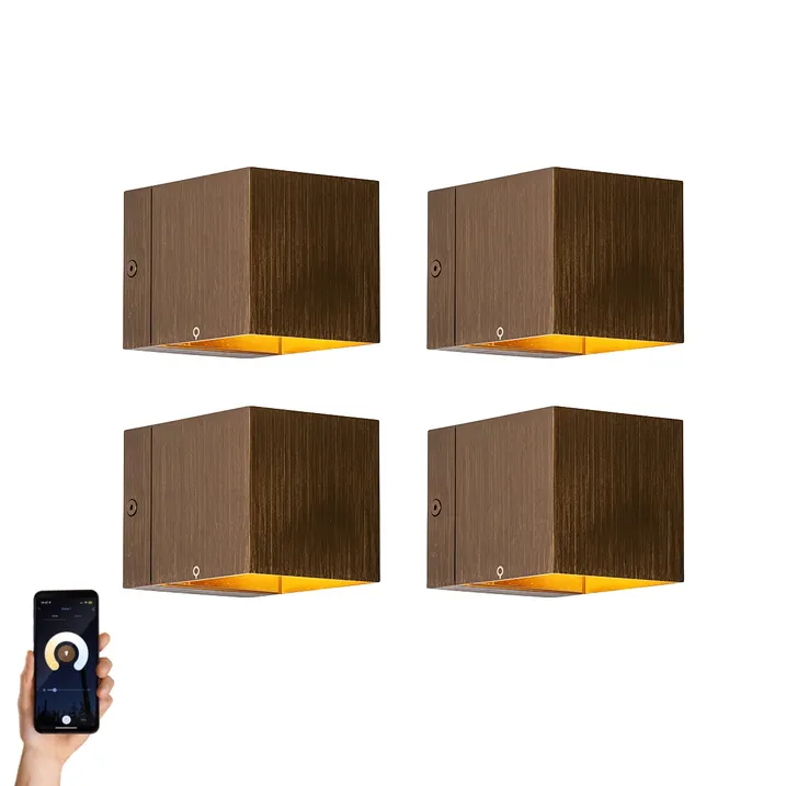 Set od 4 pametne zidne lampe tamno bronzane 8 cm uključujući WiFi G9 - Transfer