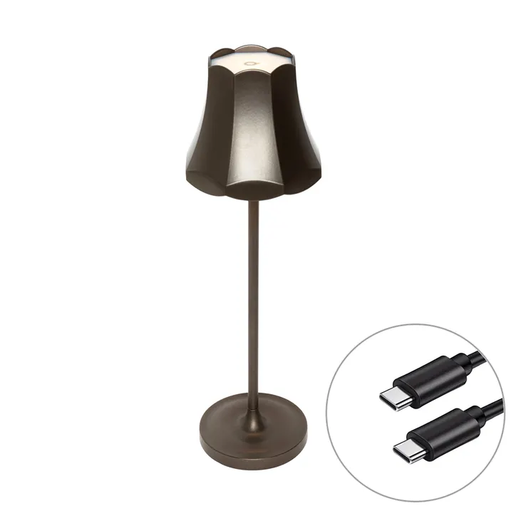 Retro stolnu lampu tamno bronzanu punjivu IP44 - Granny