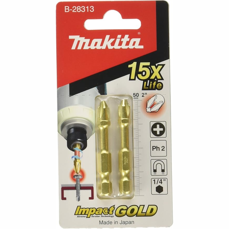 Makita Umetak za uvrtanje za rad u metalu 25 mm PH2 2 kom, B-28313