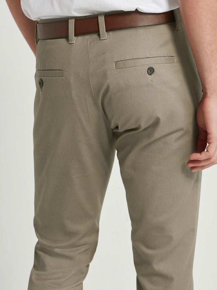 Stone Straight Fit Printed Belted Soft Touch Chino Trousers