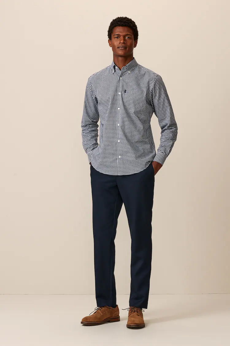 Navy Slim Fit Plain Front Smart Trousers