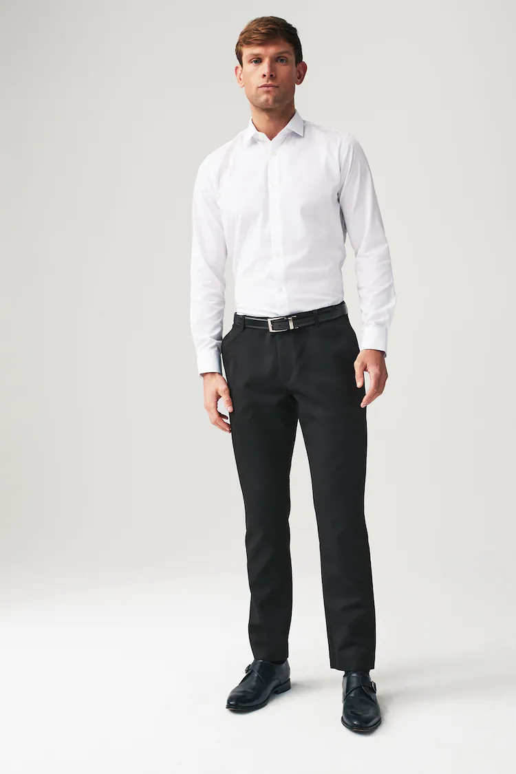 Black Slim Plain Front Smart Trousers 2 Pack