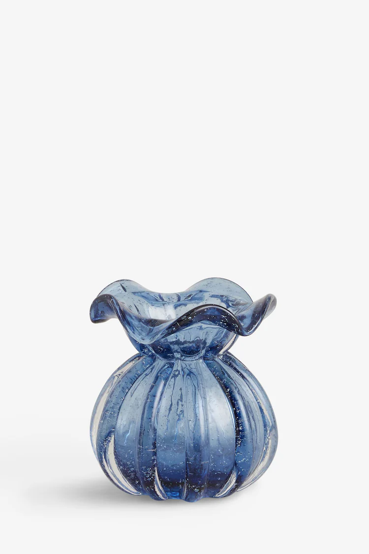 Blue Fluted Mini Flower Vase