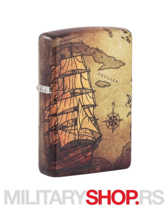 Zippo Upaljač Pirat Ship 360 Design