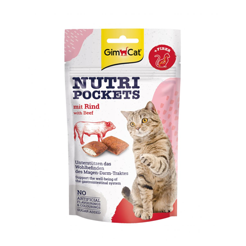 GimCat Nutri Pockets Beef&Malt Digestive poslastica za mačke 60g