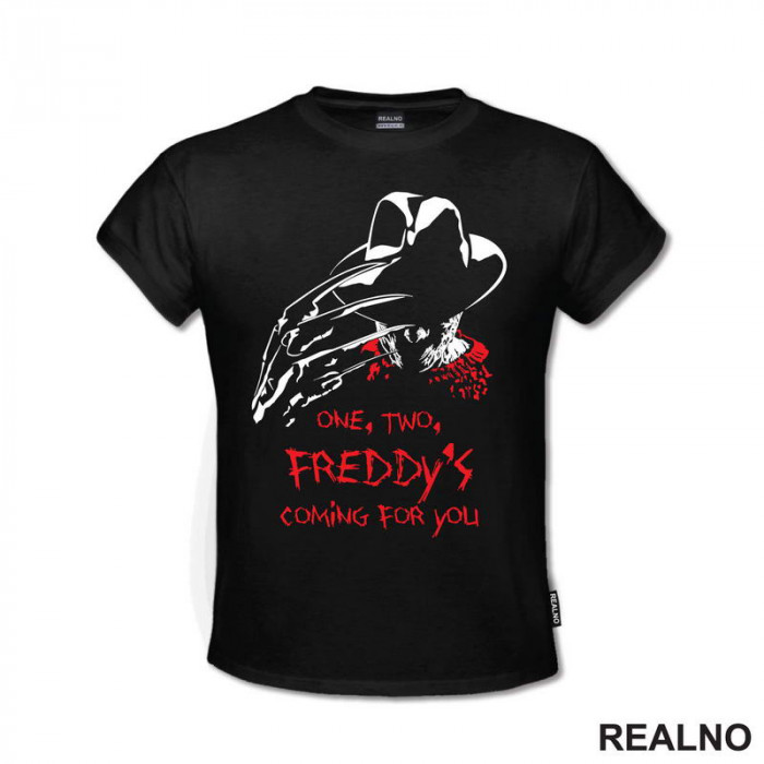 ONE, TWO, FREDDY'S COMING FOR YOU - WHITE AND RED - FILMOVI - MAJICA