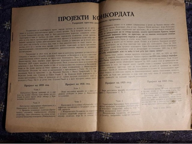 Projekti konkordata...Sremski Karlovci, ( 1937).