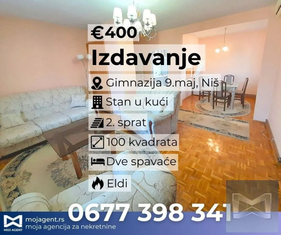 Izdavanje, trosoban stan, 100m2, Centar, Niš