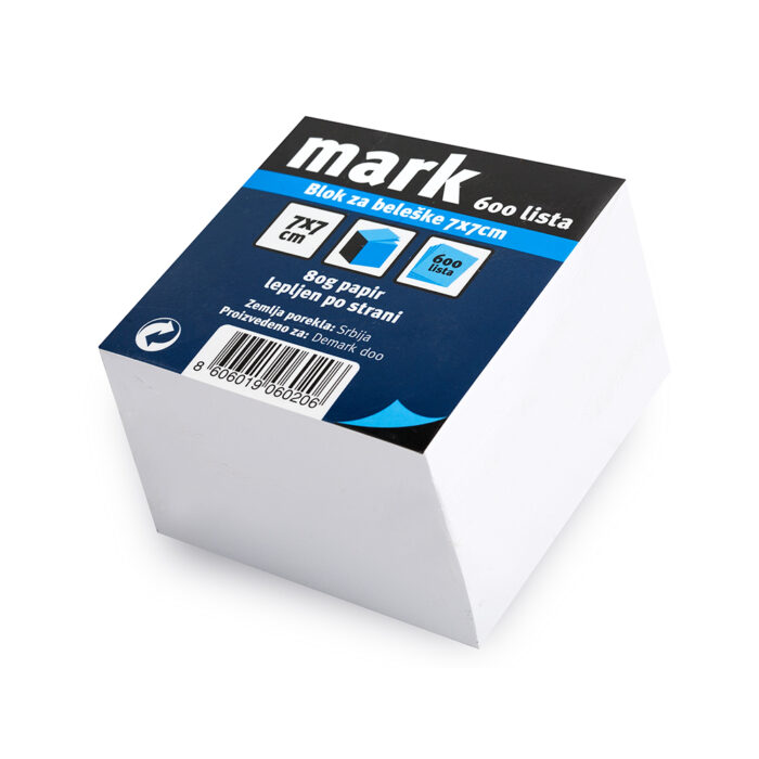 Blok za beleške 7×7 cm MARK 600 lista, lajmovan 060206