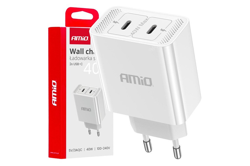Mrežni punjač 230V 2k USB-C 40V AMIO-03892 ⚡ Brzo 40W