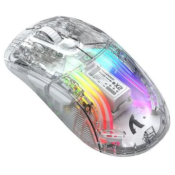 ATTACK SHARK X2 TRANSPARENT WIRELESS MOUSE W. RGB - WHITE