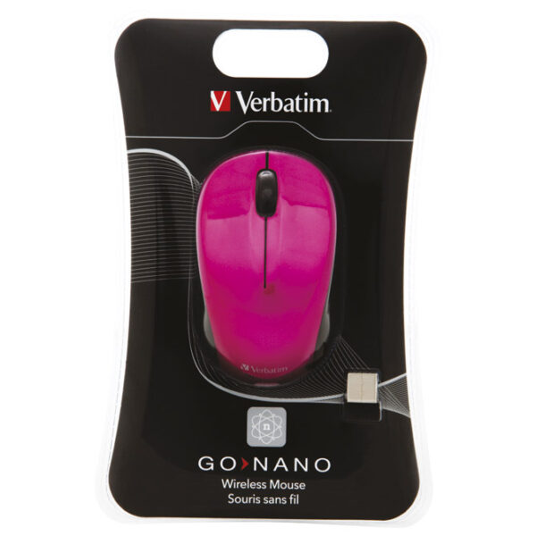 Miš usb 3tipke bežični laserski GO Nano Verbatim 49043 roze blister