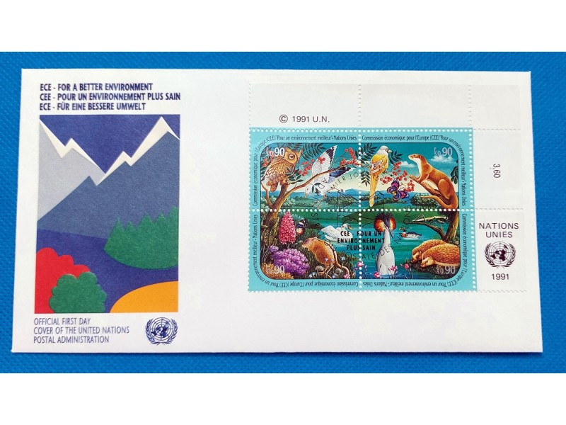 UN Geneve FDC 1991. FAUNA