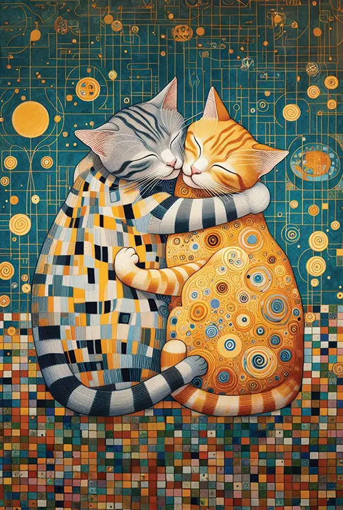 Klimt's Cats in Love