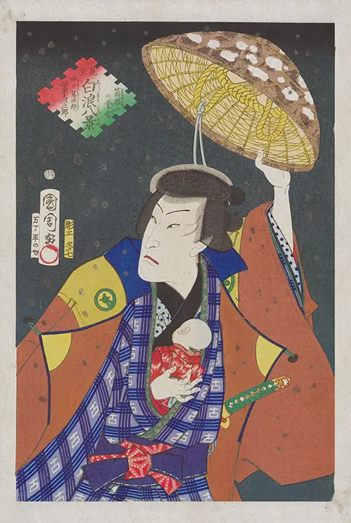 Twilight Snow of the Hakone Mountains: Actor Bandō Hikosaburō V as Jintō Tokujirō (1865)