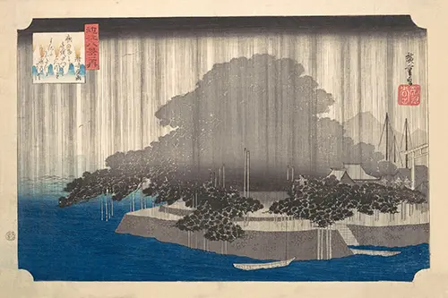 Evening Rain at Karasaki-Pine Tree (1832)