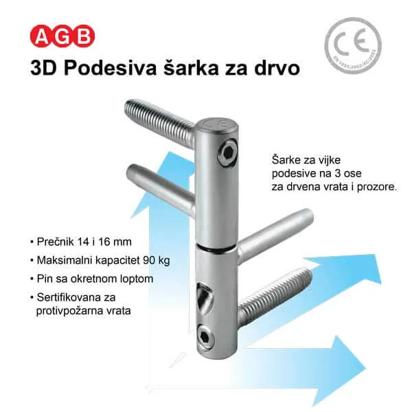 Šarka 3D uvrtna za vrata E011501615