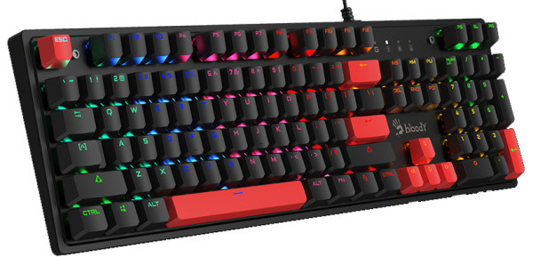 A4-S510R A4Tech Bloody MEHANICKA Gejmerska tastatura black, USB, US layout Fire Black / BLMS Red