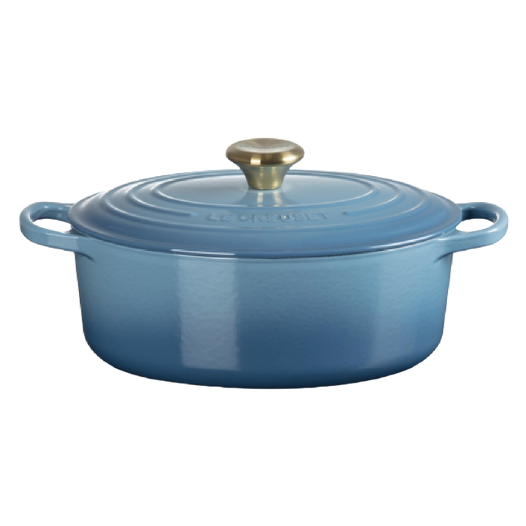 Le Creuset ovalna kaserola od livenog gvožđa sa dugmetom u boji zlata, 27 cm, 4.1 l