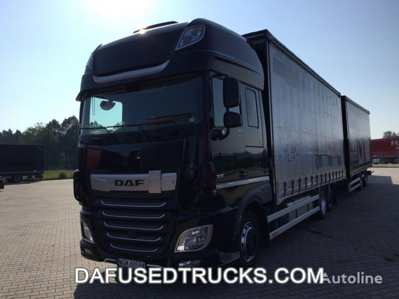 DAF FAR XF480 LOWDECK kamion sa klizna zavesa cerada + prikolica sa kliznom ceradom