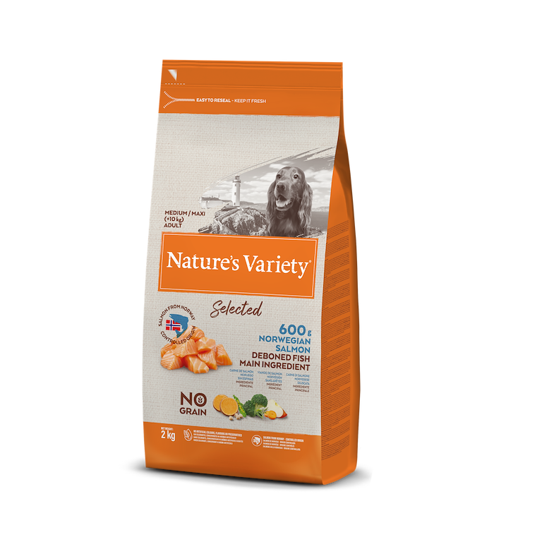 Nature’s Variety Selected Dog Adult M/L Losos 12KG – NEAKTIVAN