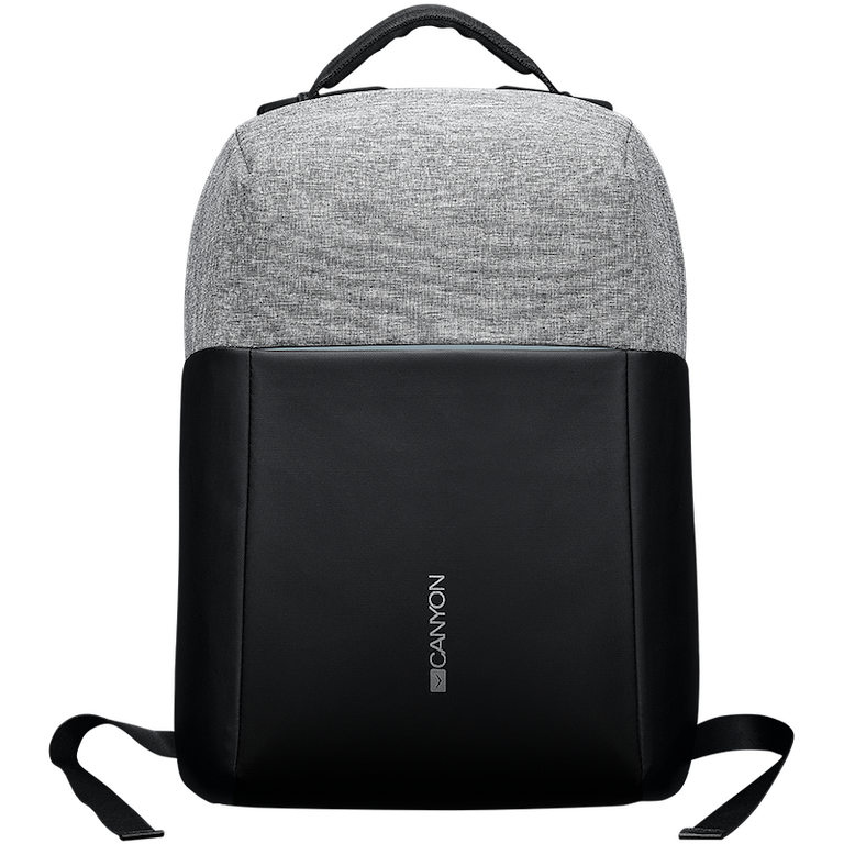 CANYON BP-G9, Anti-theft backpack for 15.6'' laptop, material 900D glued polyester and 600D polyester, black/dark gray, USB cable length0.6M, 400x210x480mm, 1kg,capacity 20L