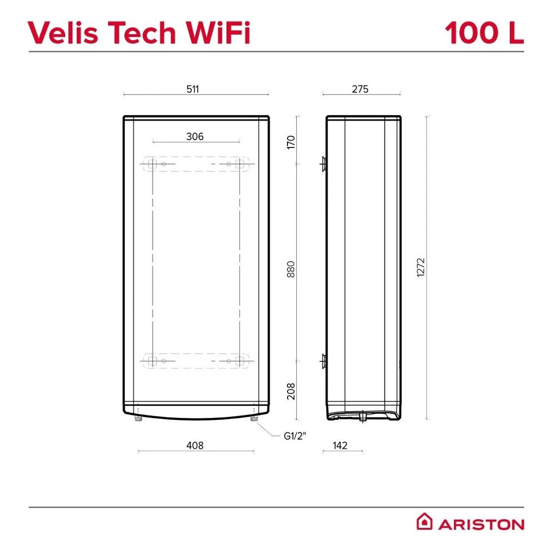 Ariston bojler Velis TECH Wi-Fi 100 EU