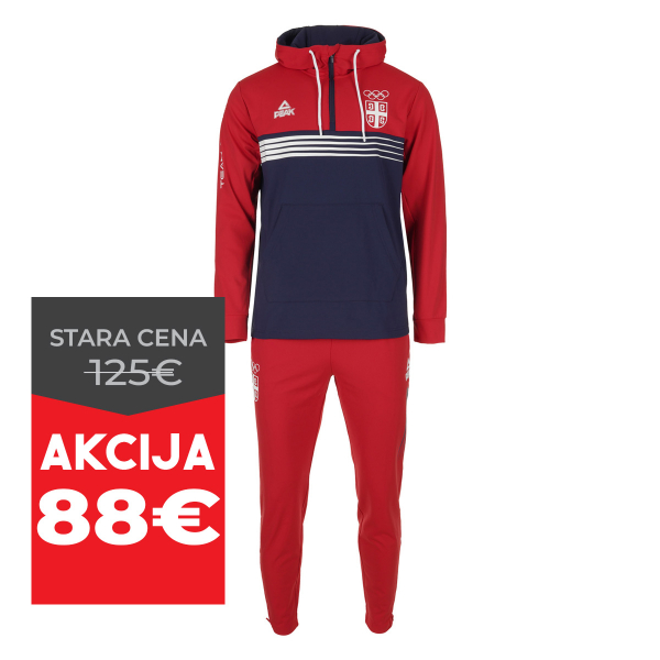 Trenerka 1/4 zip PEAK SRB OKS crvena/teget