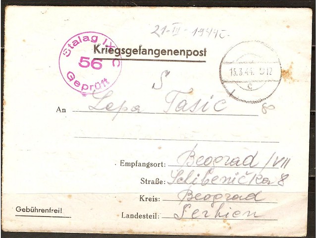 1944 - Kriegsgefangenepost