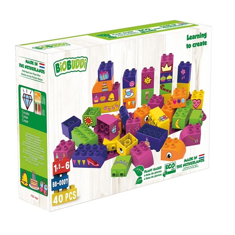 BIOBUDDI SET KOCKE LEARNING TO CREATE 40PCS