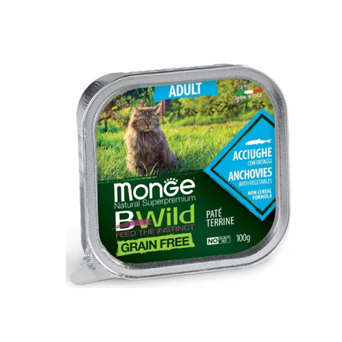 Monge bwild grain free pašteta za odrasle mačke inćuni&povrće 100g