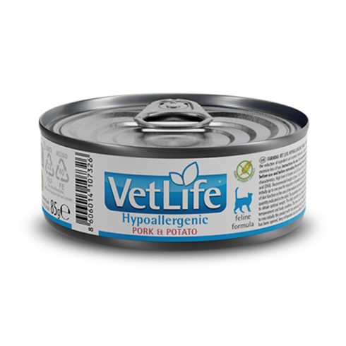 Vet Life Cat Hypoallergenic pork&potato konzerva 85g