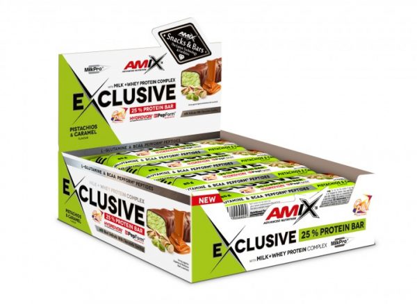 AMIX Exclusive® Protein Bar 12x85g pistaći-karamel