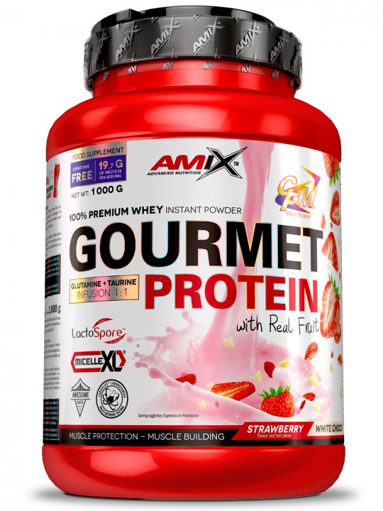 Amix® Gourmet Protein 1kg jagoda bela čokolada