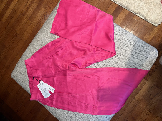 ZARA NOVE SATEN ROZE PANTALONE