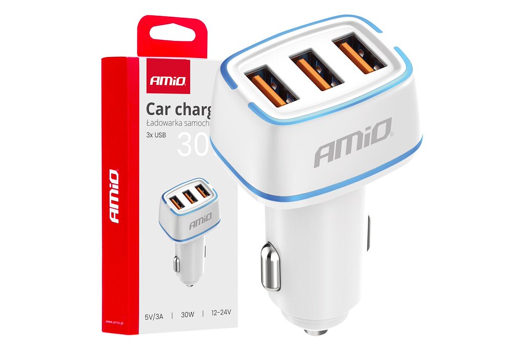 Auto punjač 3k USB-A 30V AMIO-03889 Bestseler