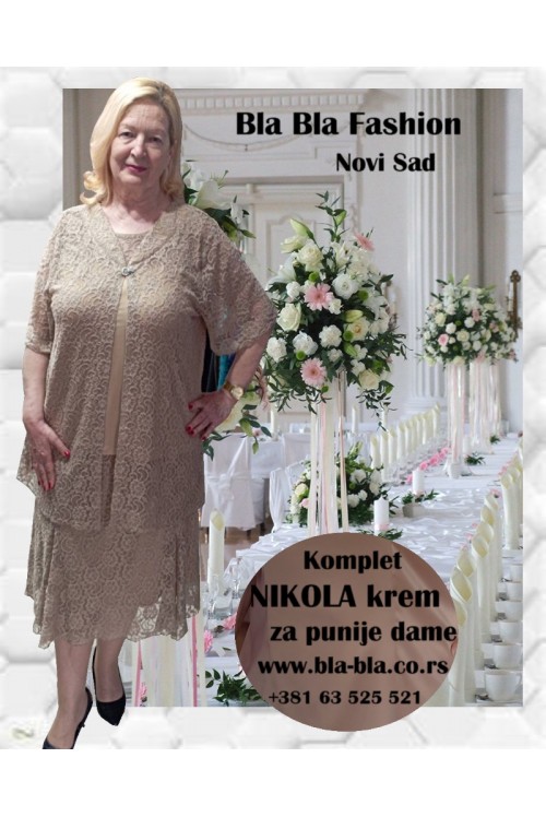 Komplet Nikola Trodelni Krem Sa Suknjom