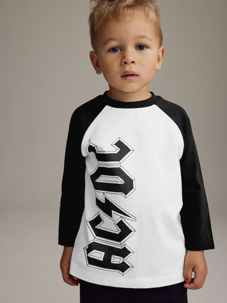 Monochrome 100% Cotton ACDC Long Sleeve T-Shirt (3mths-8yrs)