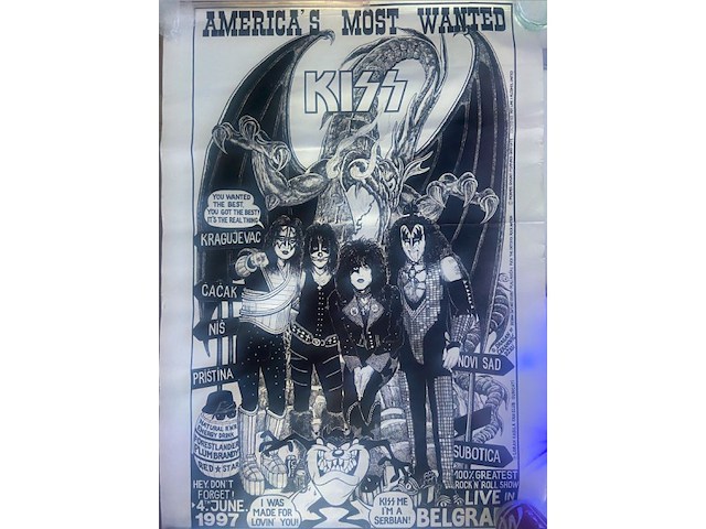 Plakat KISS, koncert u Beogradu 1997, raritet