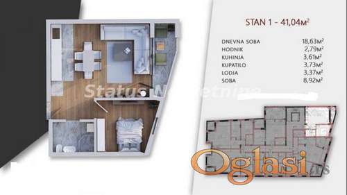 Telep-Fantastičan Jednoiposoban stan 42 m2 u mirnom kraju-povraćaj PDV-a-065/385 8880