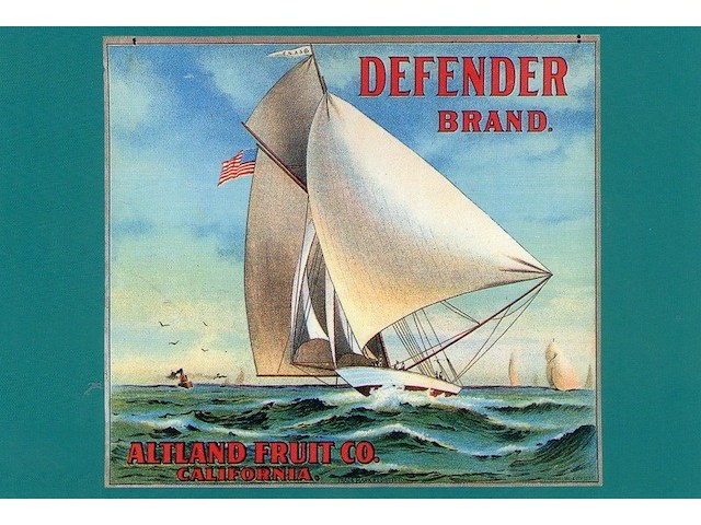 Razglednica USA, reprodukcija postera iz 1900 DEFENDER