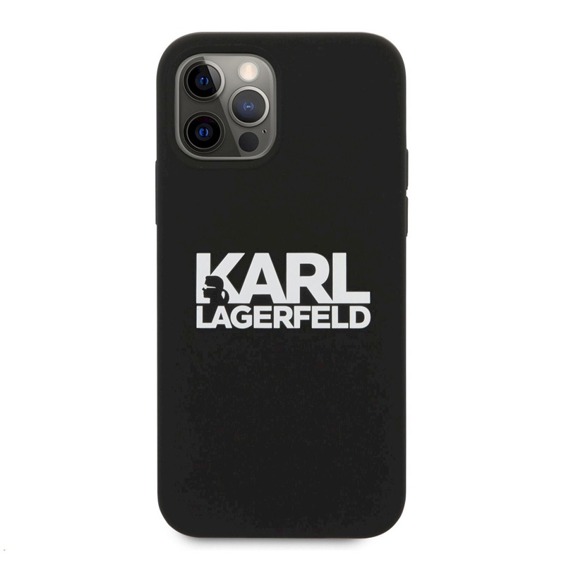 Zastitna maska (futrola) Karl Lagerfeld Hc Silikone Stack Logo - iPhone 12 Pro Max 6.7 crna (KLHCP12LSLKLRBK)