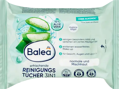 Balea
Osvežavajuće maramice za čišćenje lica, aloe vera, 3 u 1, 25 kom