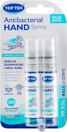 TOP TEN
QUICK DRY Antibakterijskii sprej za dezinfekciju ruku, 2x12.5ml, 25 ml
Biocid