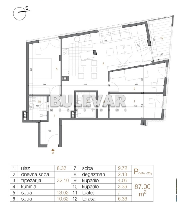 Trosoban stan, 87 m2, Ćalije, Borivoja Stevanovića ID: p-011984