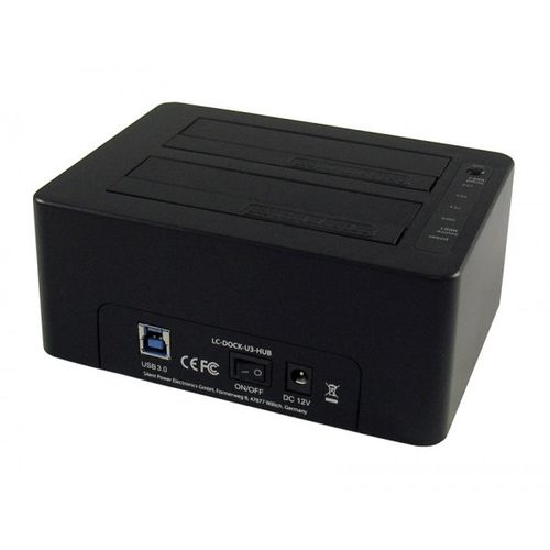 HDD D. Station dual bay LC-DOCK-U3-HUB 2xSSD/HDD, Black ,3x USB3.0 HUB